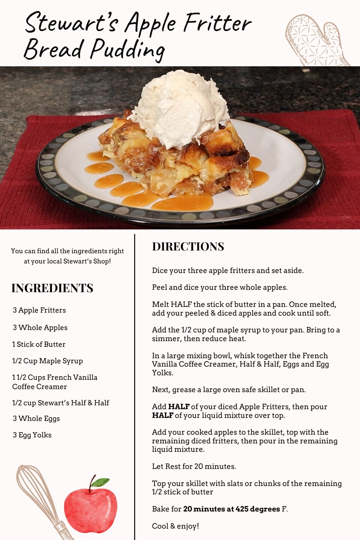 Stewart’s Recipes: Apple Fritter Bread Pudding - Stewart's Shops